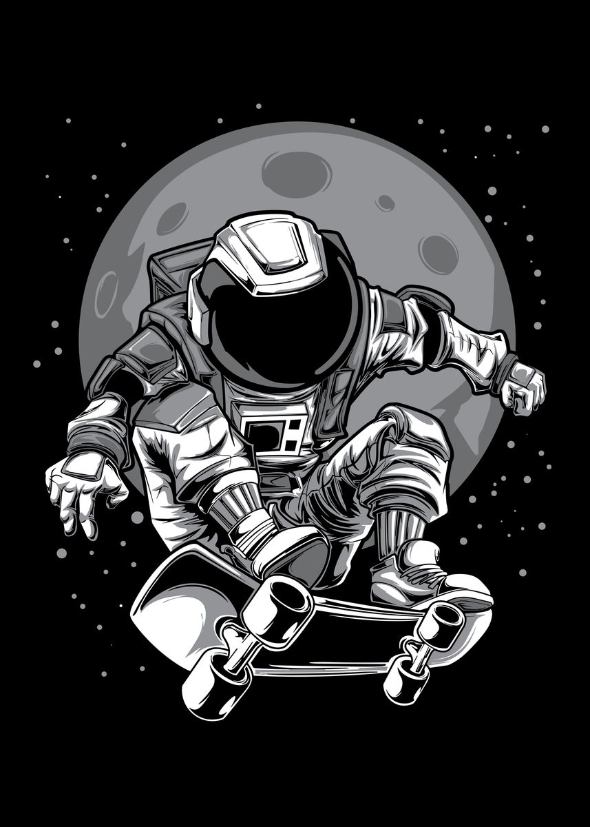 'Astronaut Space Skater' Poster, picture, metal print, paint by Lestat ...