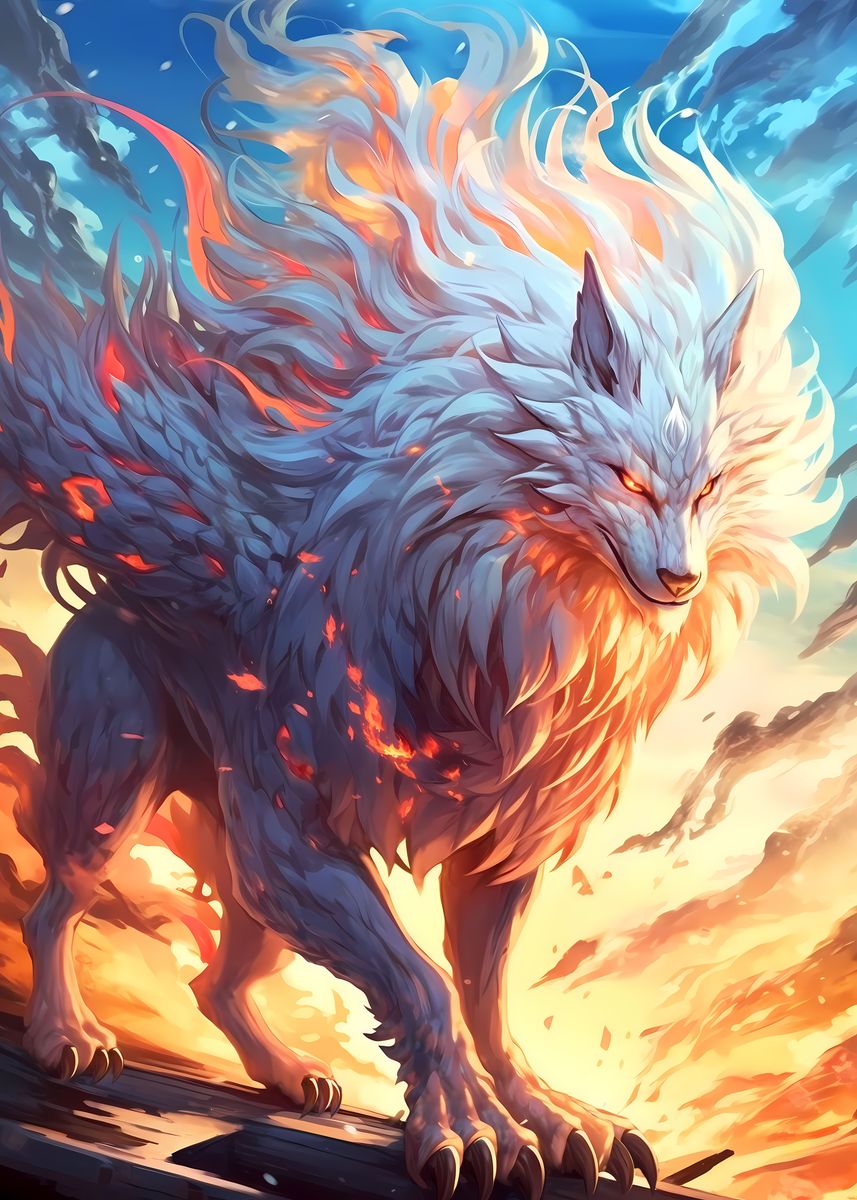 'God Hyper Fire White Fox' Poster, picture, metal print, paint by Luong ...