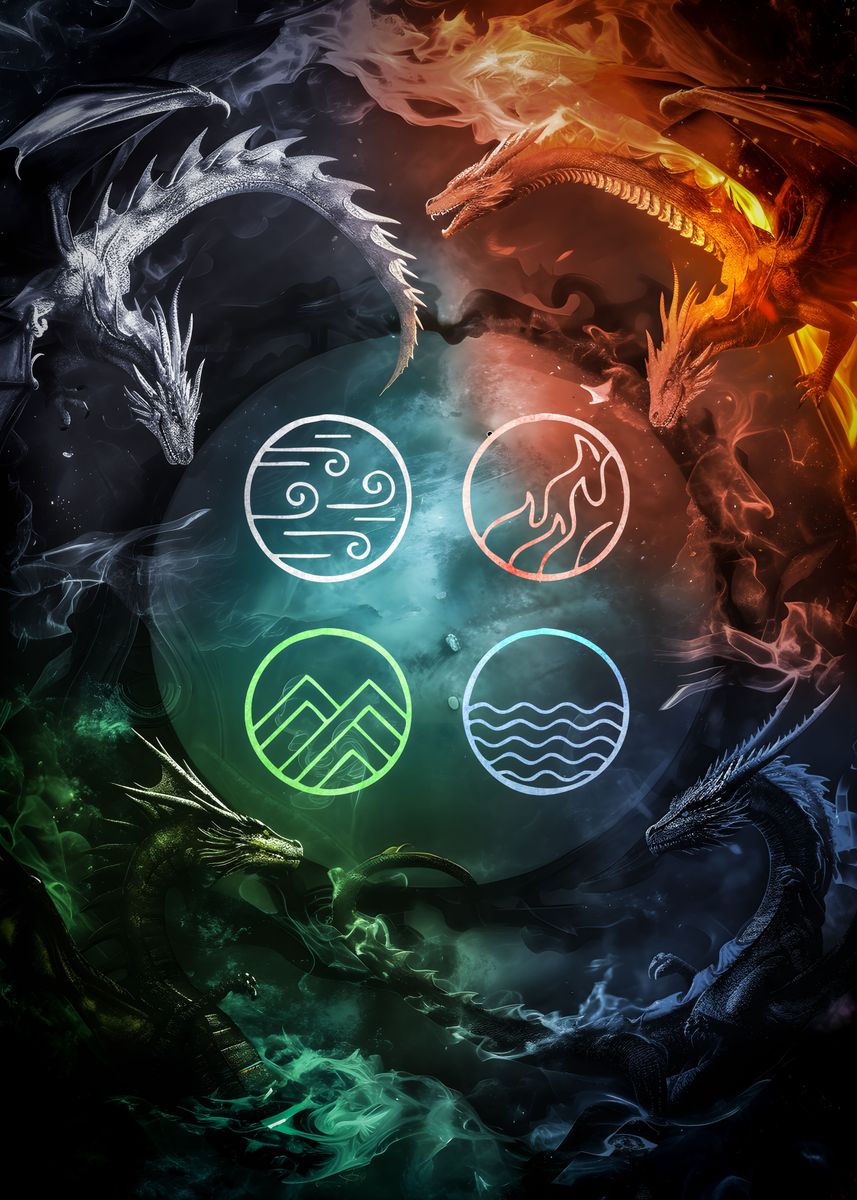 '4 Element' Poster, picture, metal print, paint by the Moooh | Displate