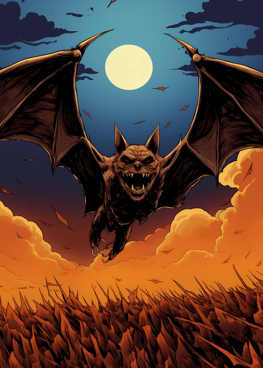 'Giant Bat' Poster, picture, metal print, paint by Spooky Blob | Displate