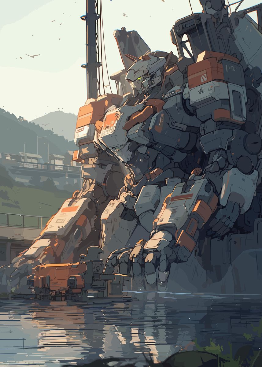 'Fantasy Anime Broken Mech' Poster, picture, metal print, paint by ...