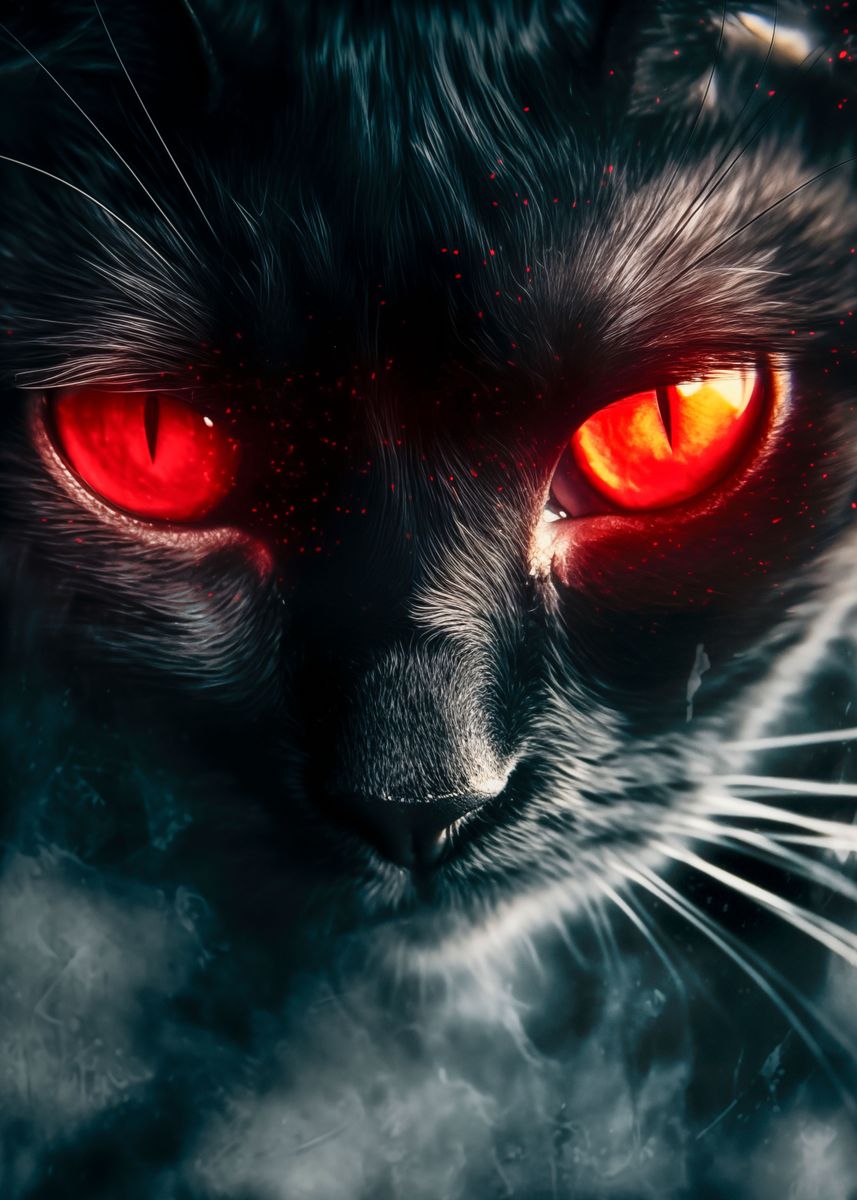 'Red Eyed Feline' Poster, picture, metal print, paint by The creative ...