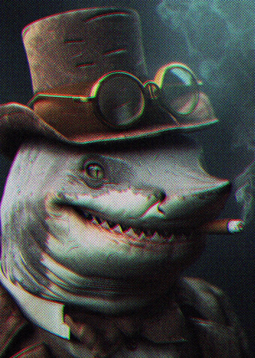 'Shark smoke' Poster, picture, metal print, paint by Coffee Design ...