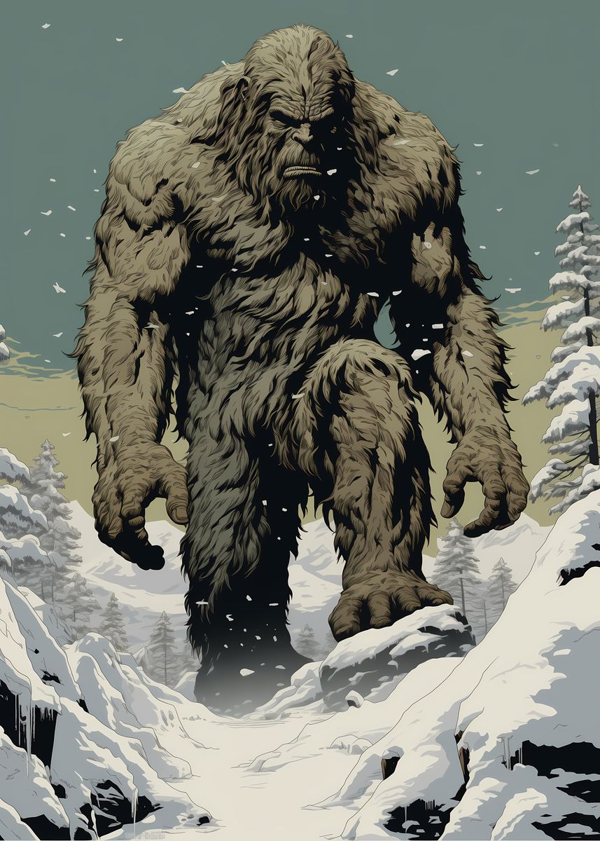 'Giant Yeti' Poster, picture, metal print, paint by Spooky Blob | Displate