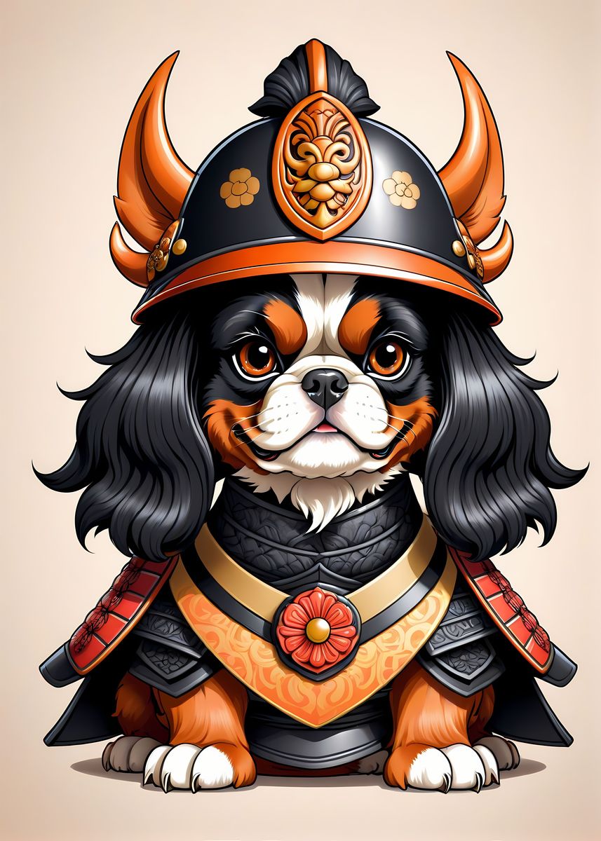 'Samurai Charles Spaniel' Poster, picture, metal print, paint by Gin ...