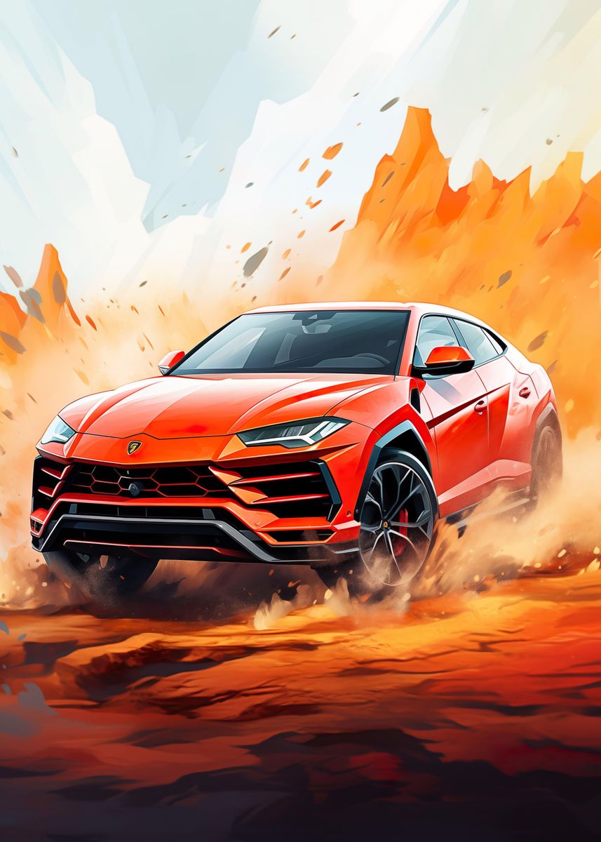 'Lamborghini Urus car' Poster, picture, metal print, paint by Roman ...
