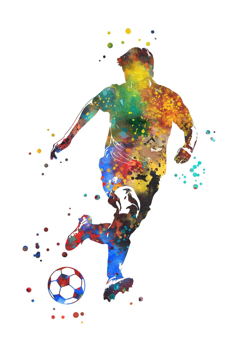 'Male Soccer Player' Poster, picture, metal print, paint by RosaliasArt ...
