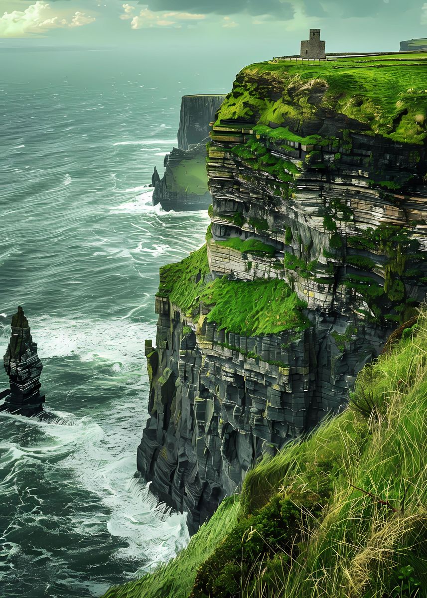 'Ireland Dramatic Cliffs ' Poster, picture, metal print, paint by ...