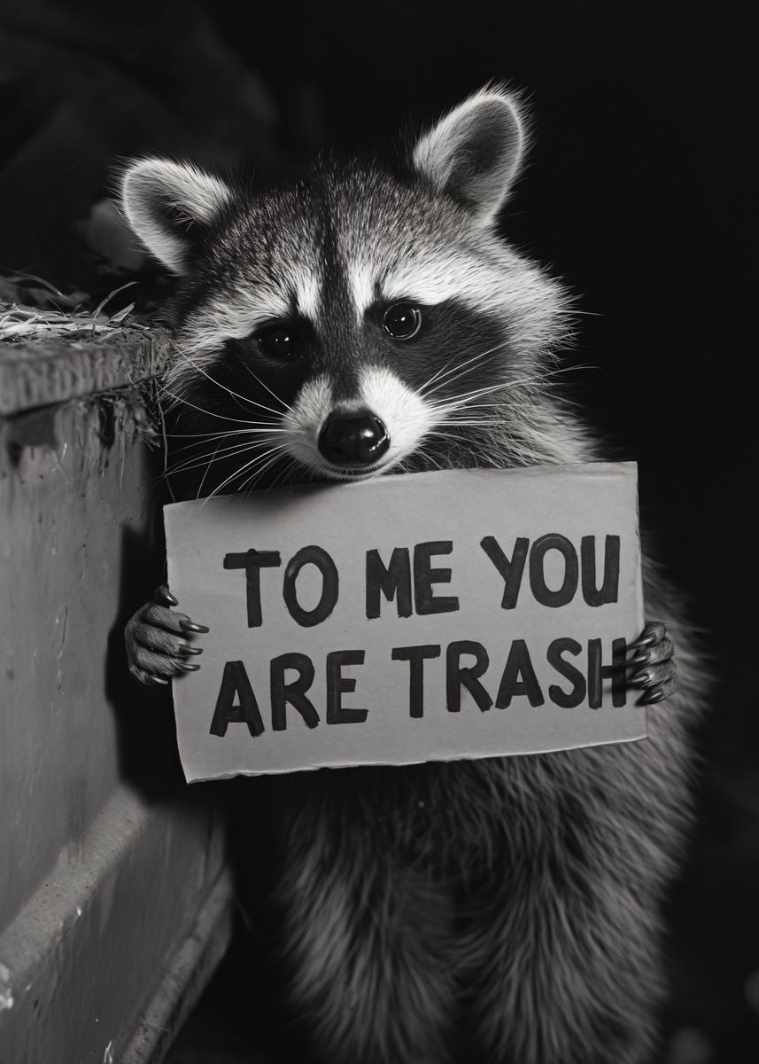 'Funny Raccoon Trash Panda' Poster, picture, metal print, paint by ...