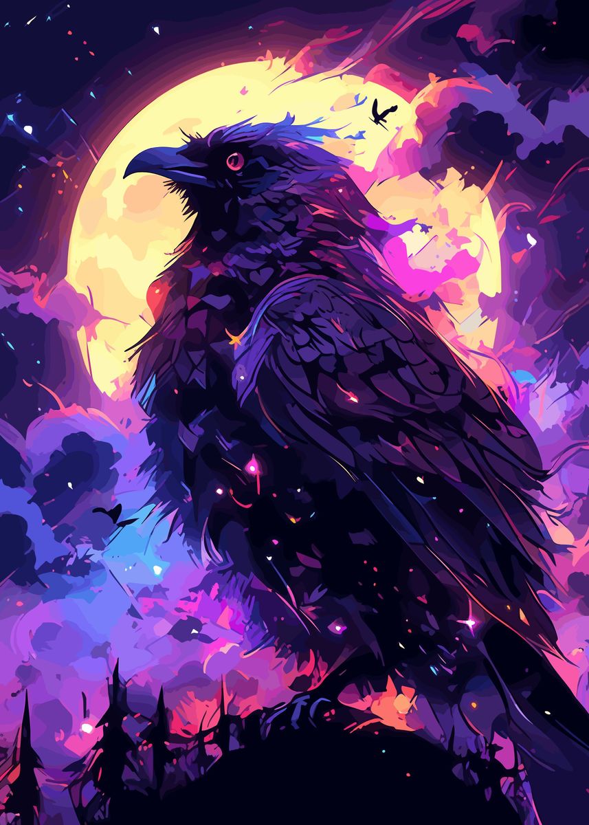 'Celestial Crow Ethereal' Poster, picture, metal print, paint by ...
