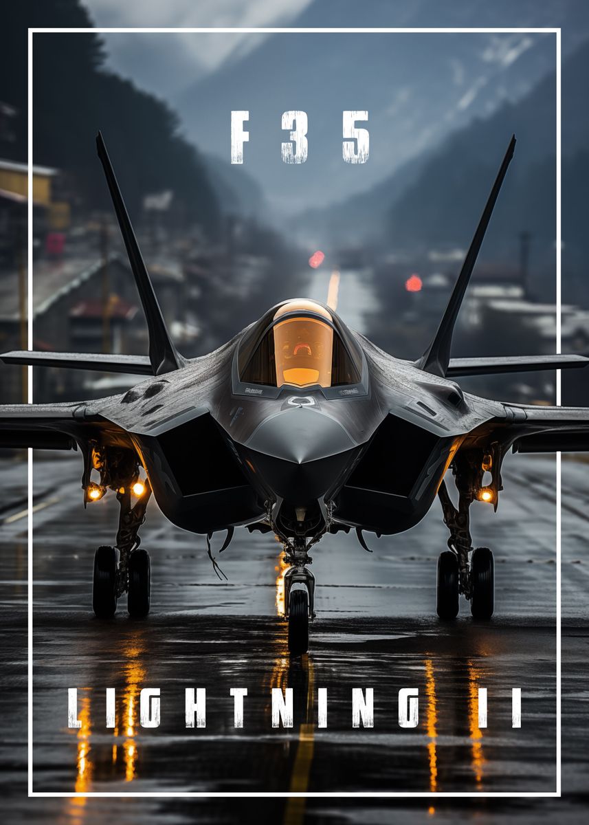 'F35 Fighter Jet Starting' Poster, picture, metal print, paint by Anima ...