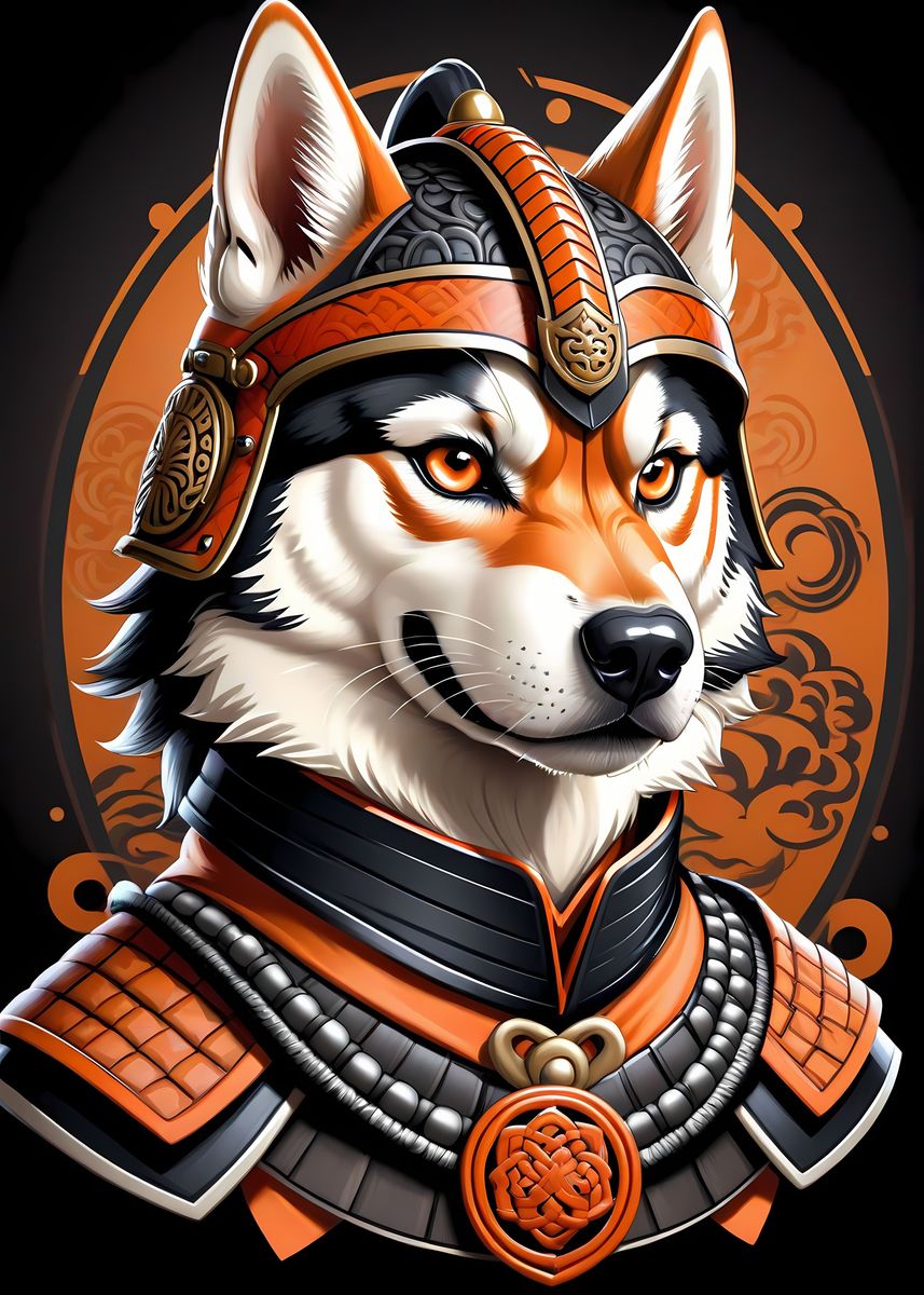 'Samurai Shiba Inu' Poster, picture, metal print, paint by Gin Art ...