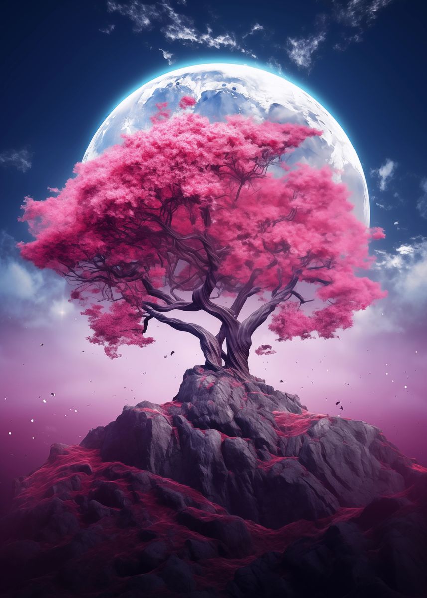 'Cosmic Sakura Tree' Poster, picture, metal print, paint by Creative Ys ...