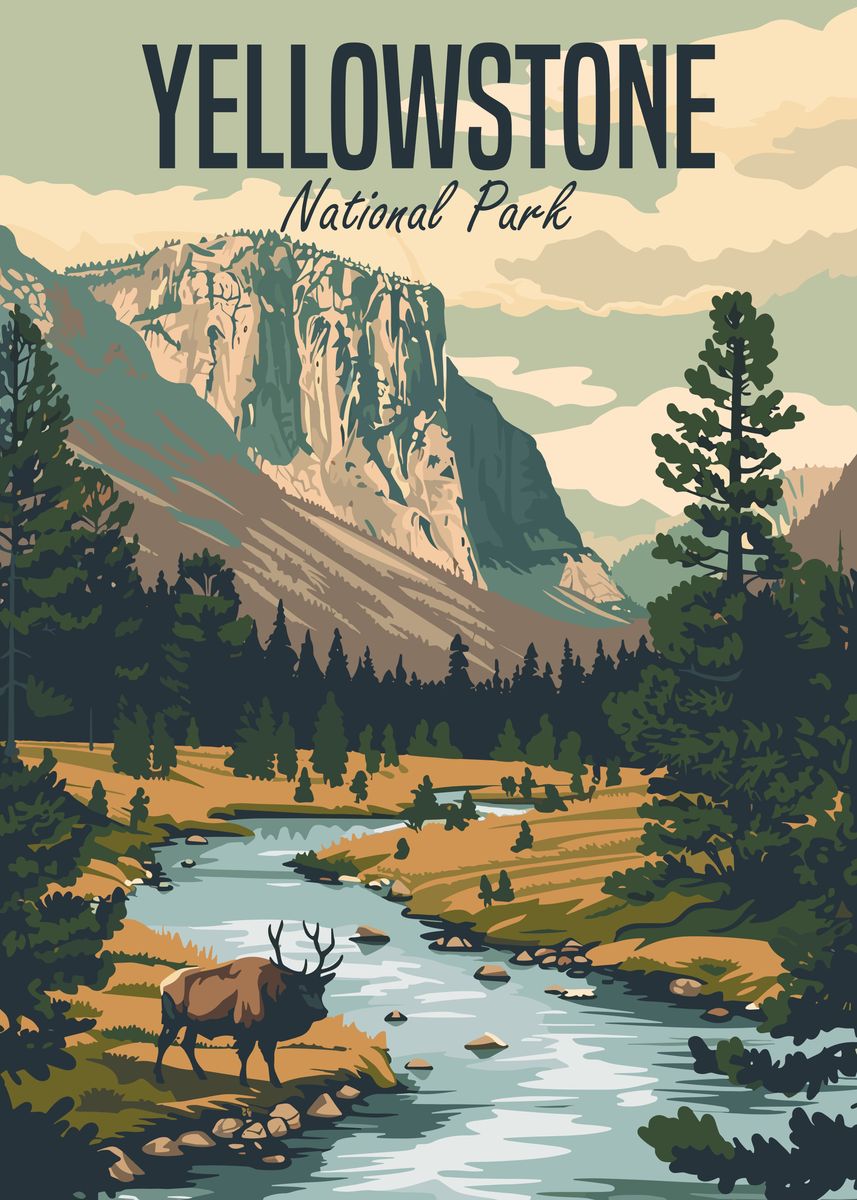 'Yellowstone National Park' Poster, picture, metal print, paint by Mesh ...