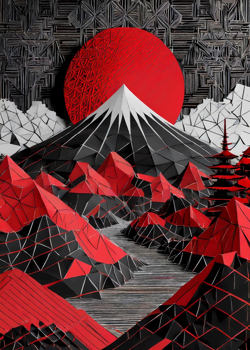 'kintsugi Fuji Mountain ' Poster, picture, metal print, paint by your ...