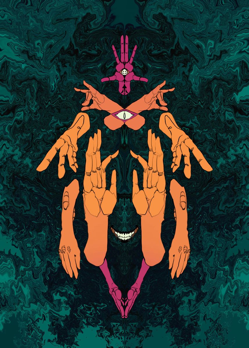 'Hand Evolution' Poster, picture, metal print, paint by Rayan AZ | Displate