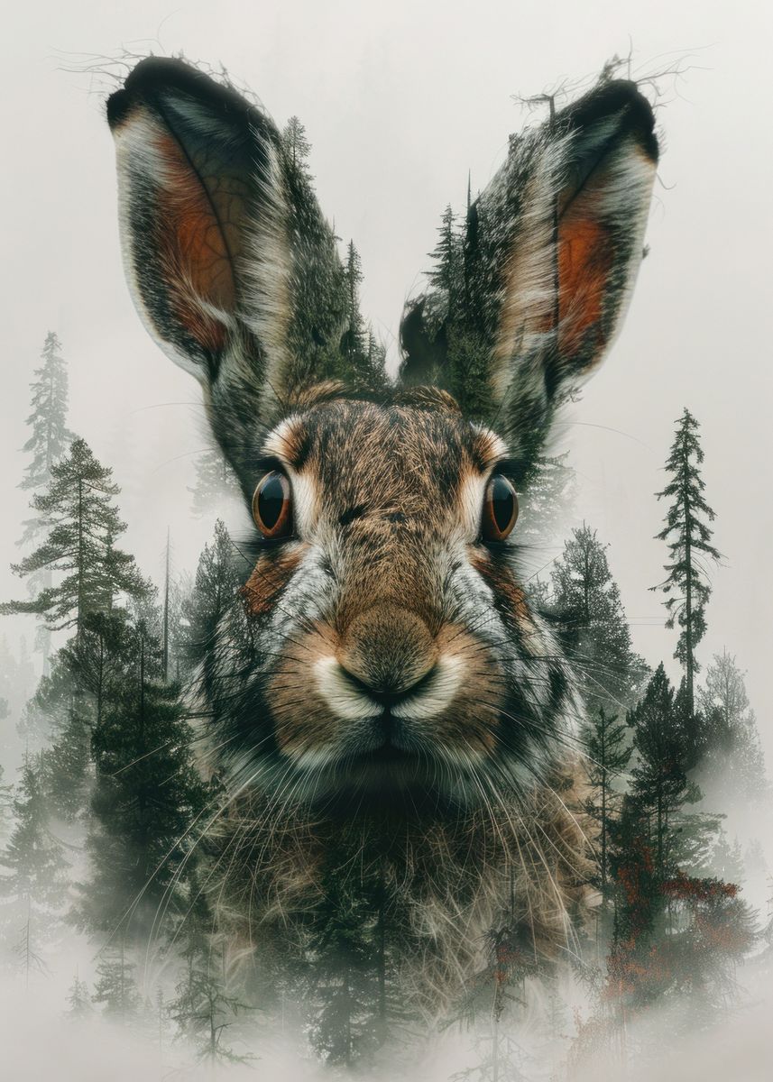 'Hare' Poster, picture, metal print, paint by Byrdyak | Displate