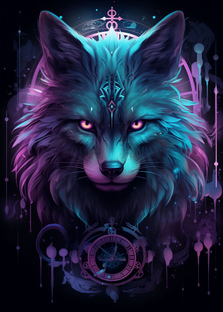 'Fantasy Cat Clock' Poster, picture, metal print, paint by Davia ...