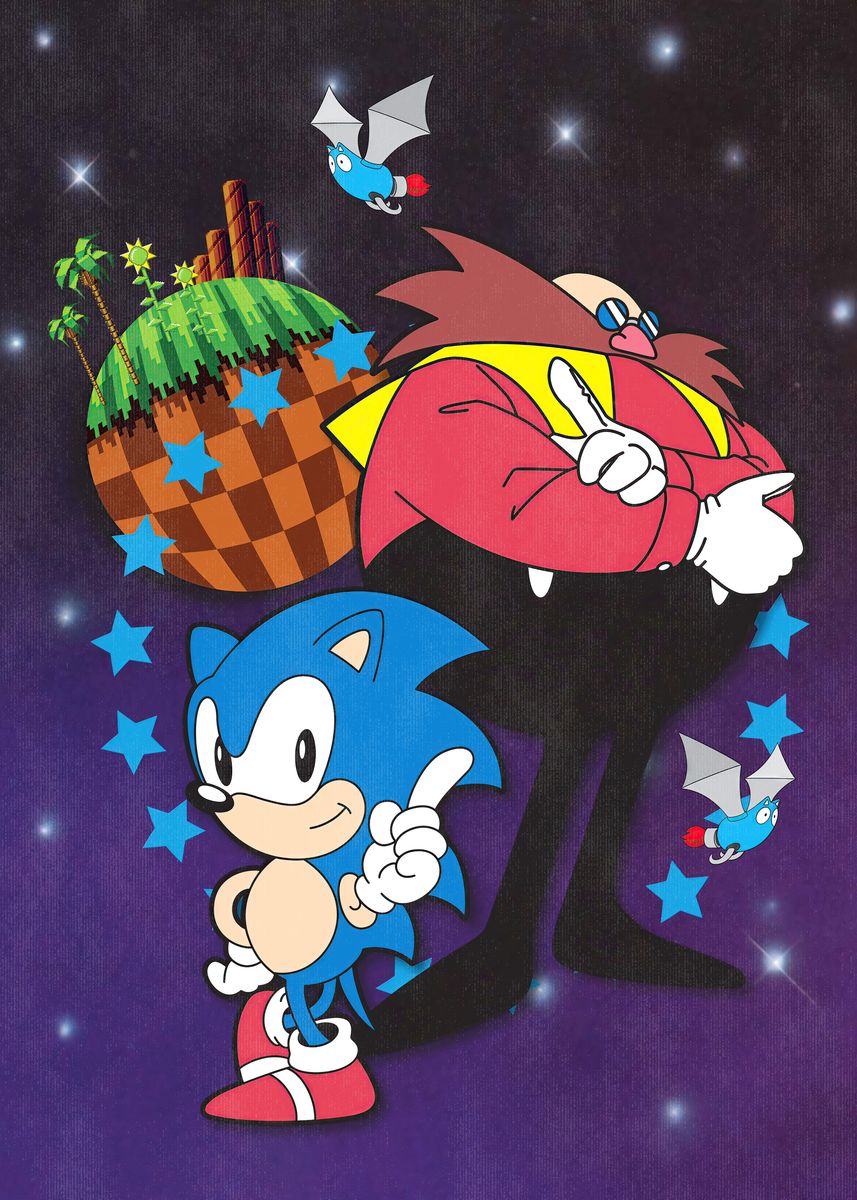 'Sonic & Dr. Eggman' Poster, picture, metal print, paint by Sonic the ...