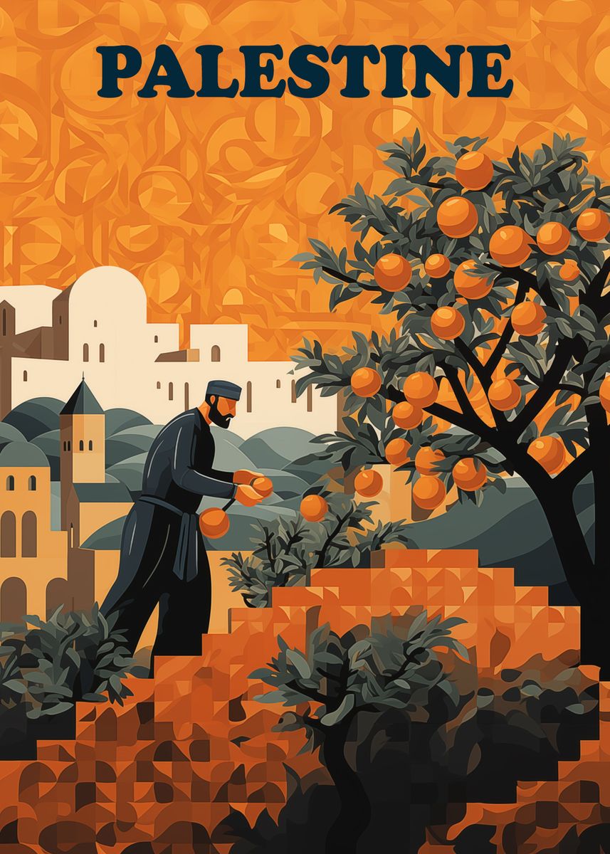 'Orange Picking Palestine' Poster, picture, metal print, paint by Omar ...