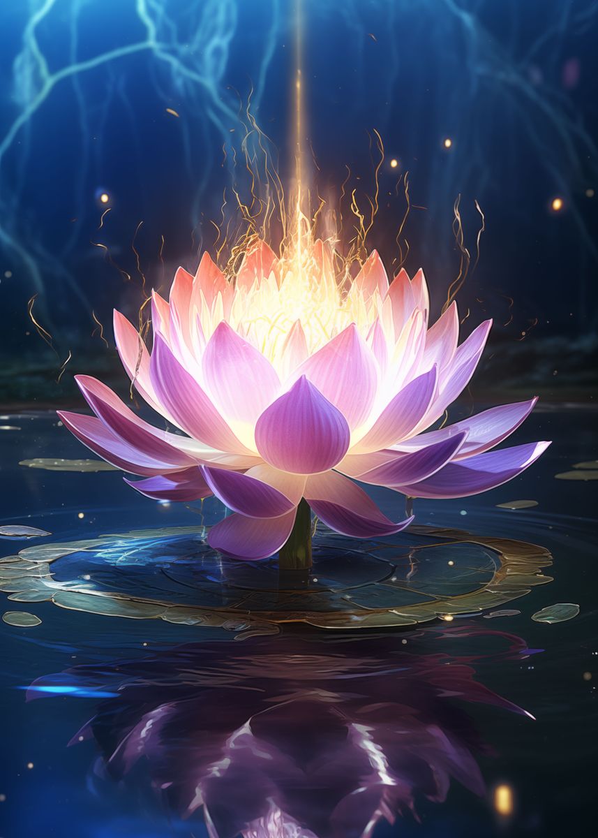 'Magic Lotus Flower' Poster, picture, metal print, paint by ELYussArt ...