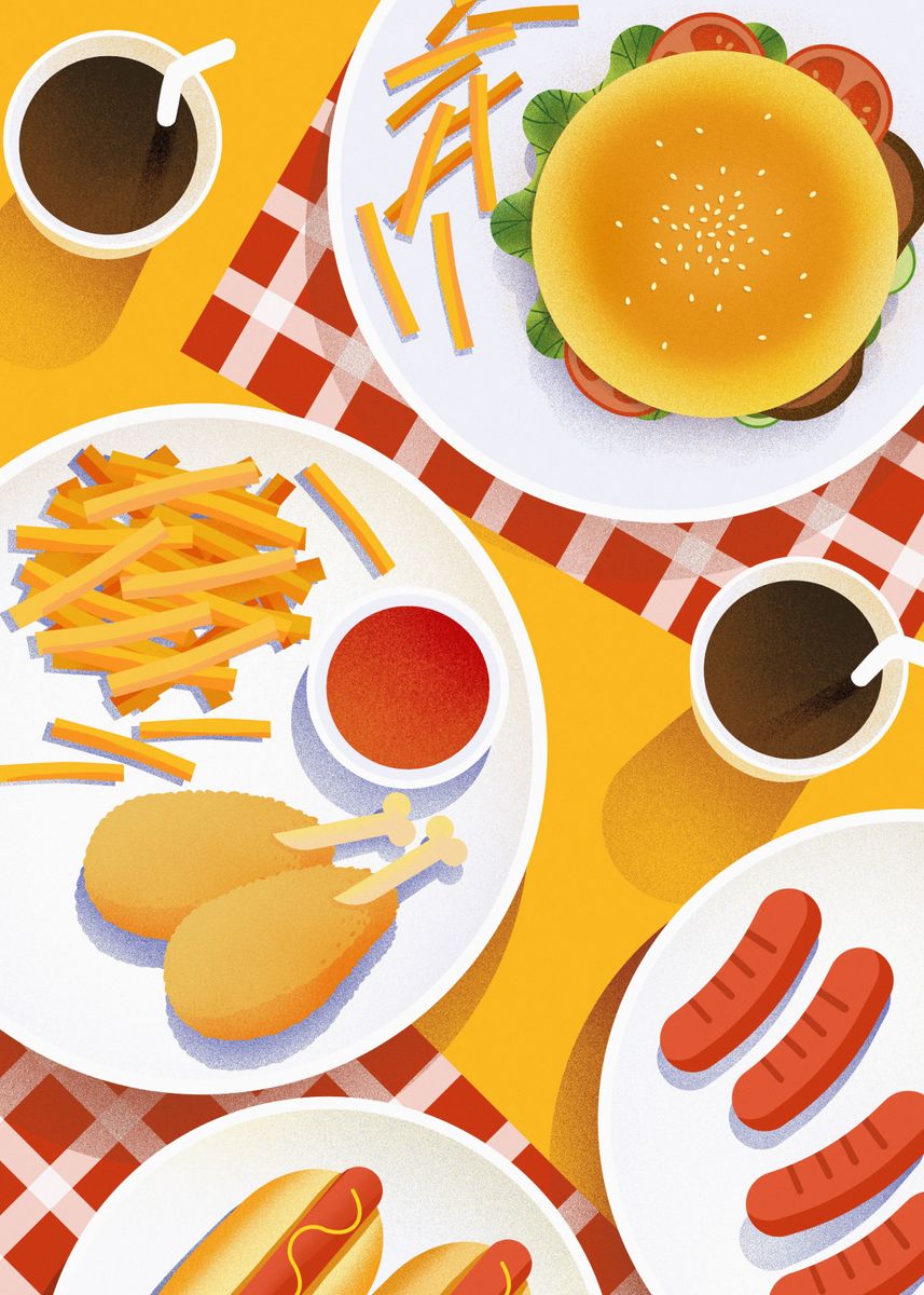 'Fast Food Paintings' Poster, picture, metal print, paint by Tovu Yovi Darmawan | Displate