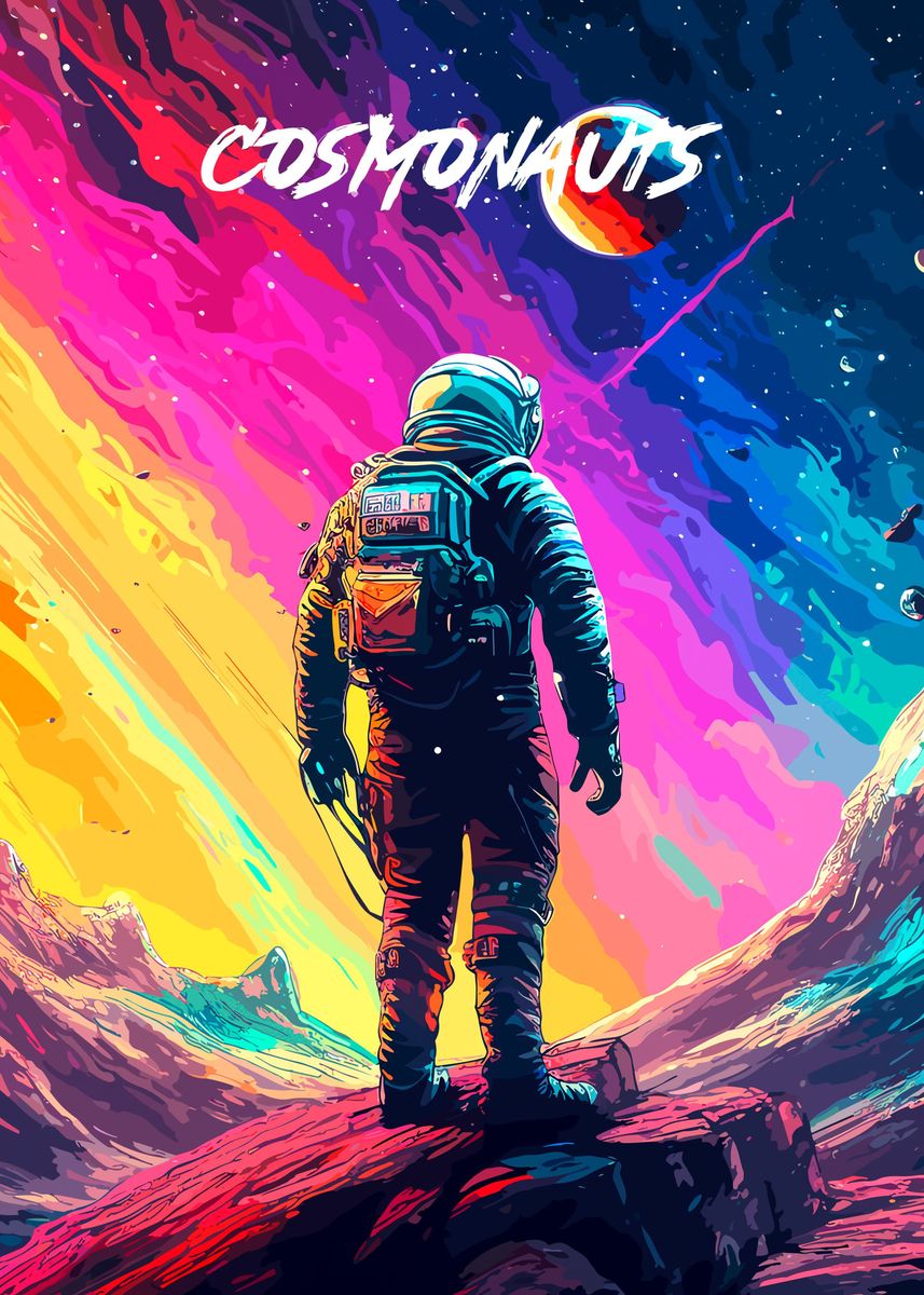 'cosmonauts' Poster, picture, metal print, paint by rishea dp | Displate