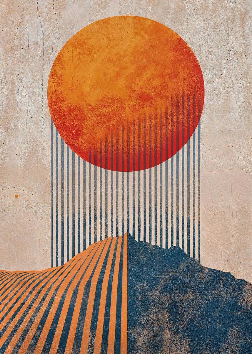 'Orange Eclipse' Poster, picture, metal print, paint by Katsu | Displate