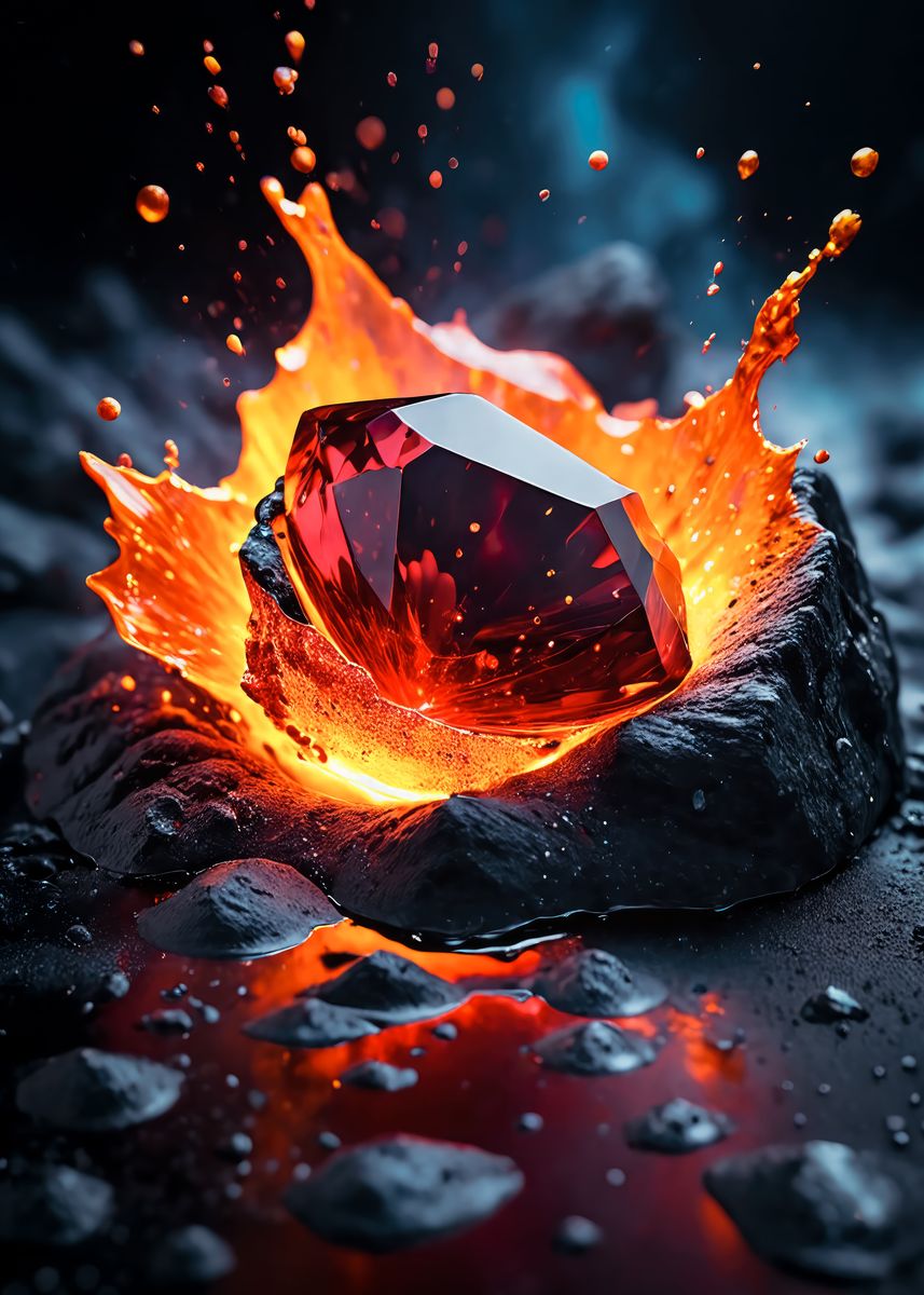 'Ruby Inferno' Poster, picture, metal print, paint by Maxime Arbez ...