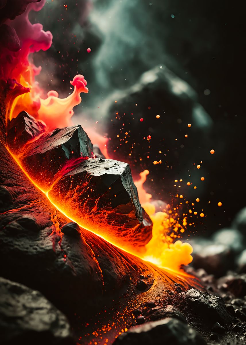 'Volcanic Stone Torrent' Poster, picture, metal print, paint by Maxime ...