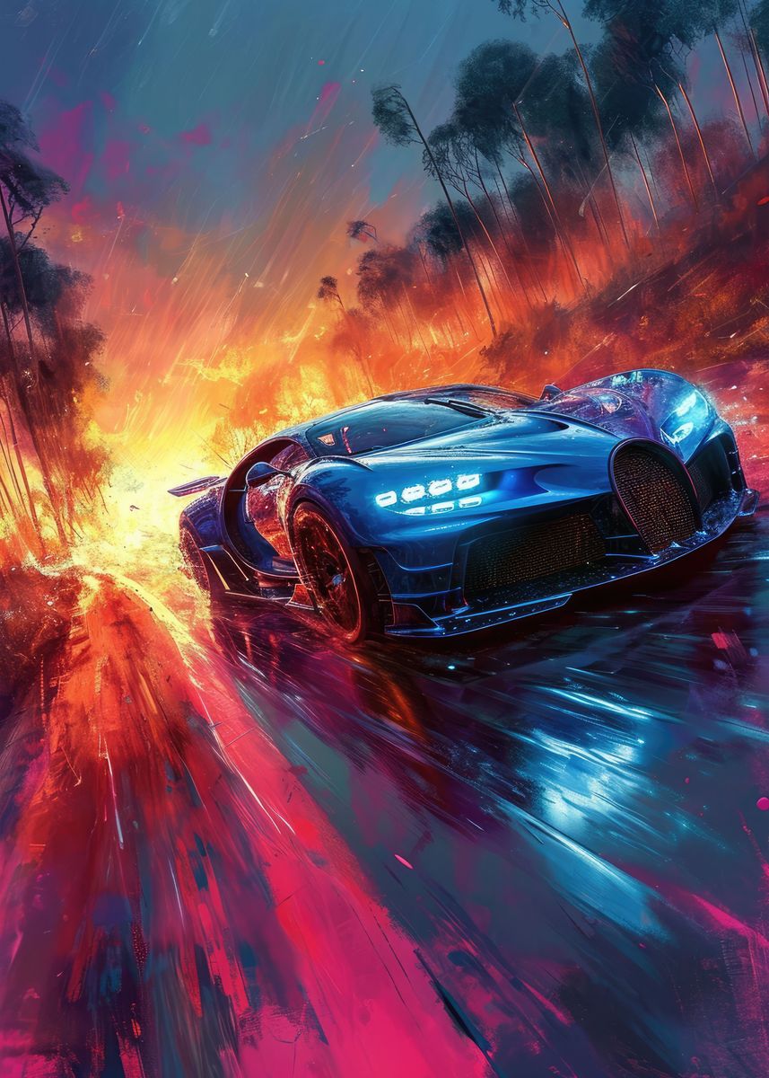 'Vibrant Car Concept Art' Poster, picture, metal print, paint by Sakumi ...