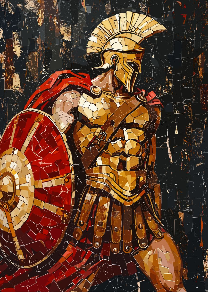 'Spartan Warrior Mosaic' Poster, picture, metal print, paint by ...