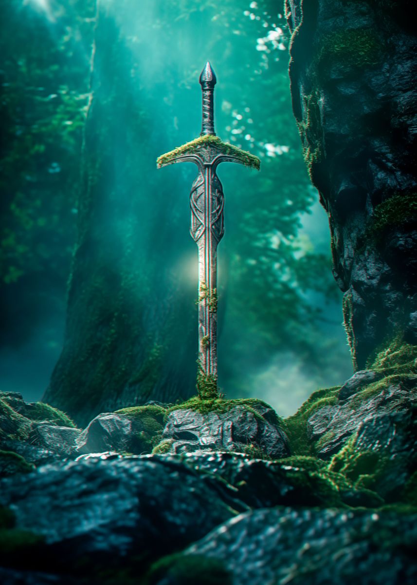 'Quest for Excalibur' Poster, picture, metal print, paint by The ...