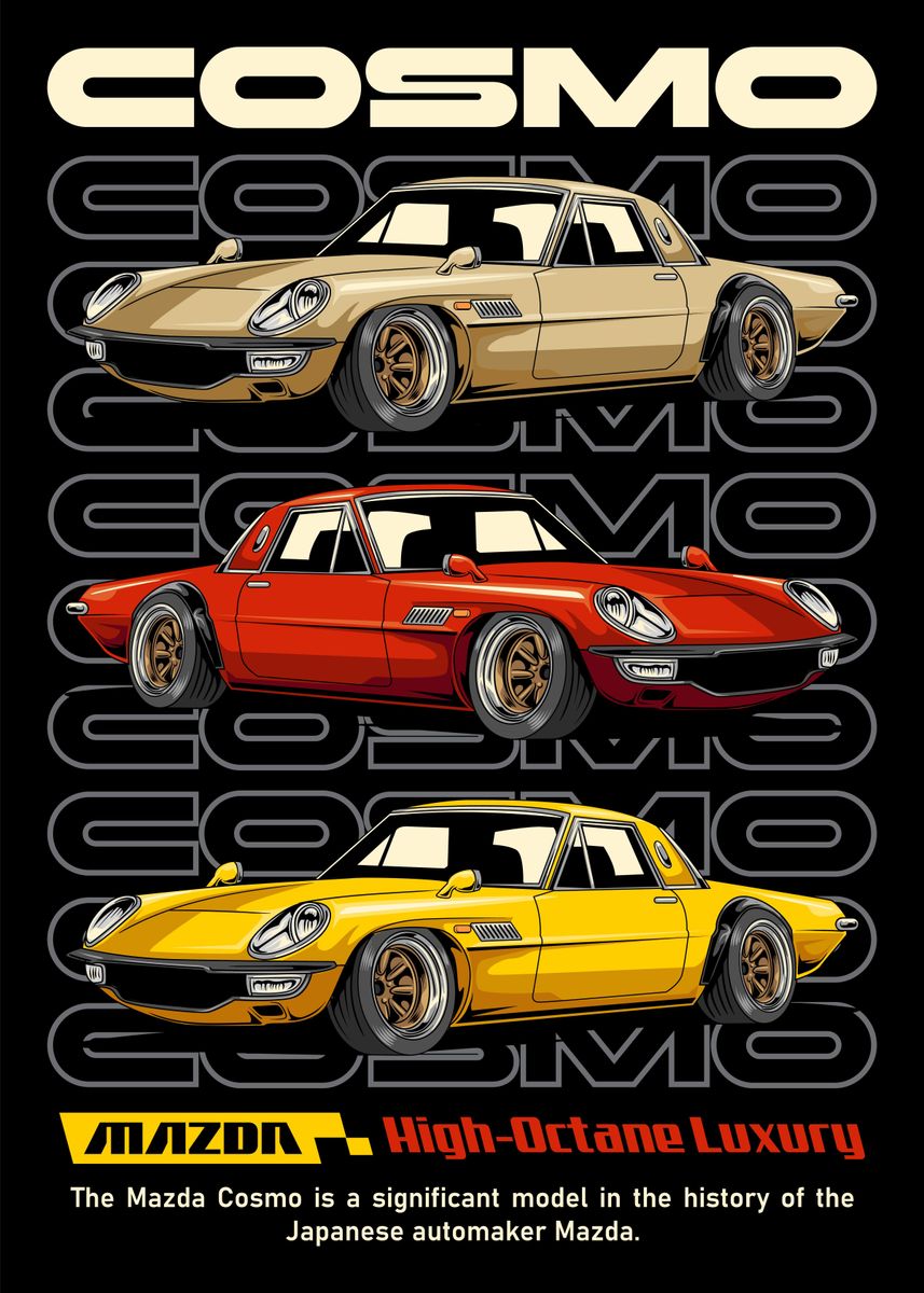'Retro Cosmo JDM Car' Poster, picture, metal print, paint by Adam ...