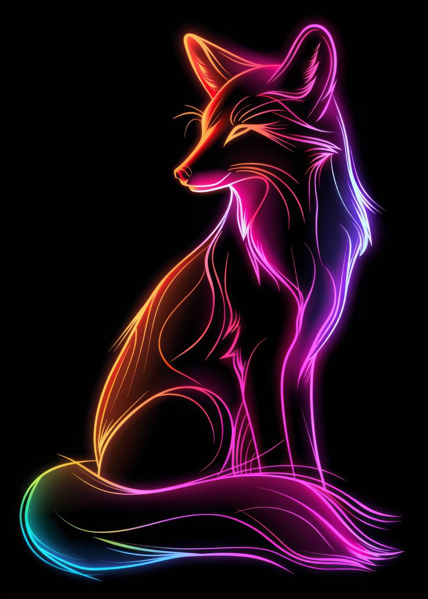 'Fox Neon Animal' Poster, picture, metal print, paint by Adam Reed ...