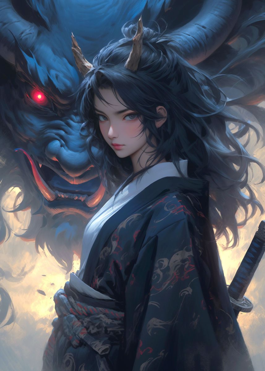 'Dragon Ninja' Poster, picture, metal print, paint by Nancy Bolton ...