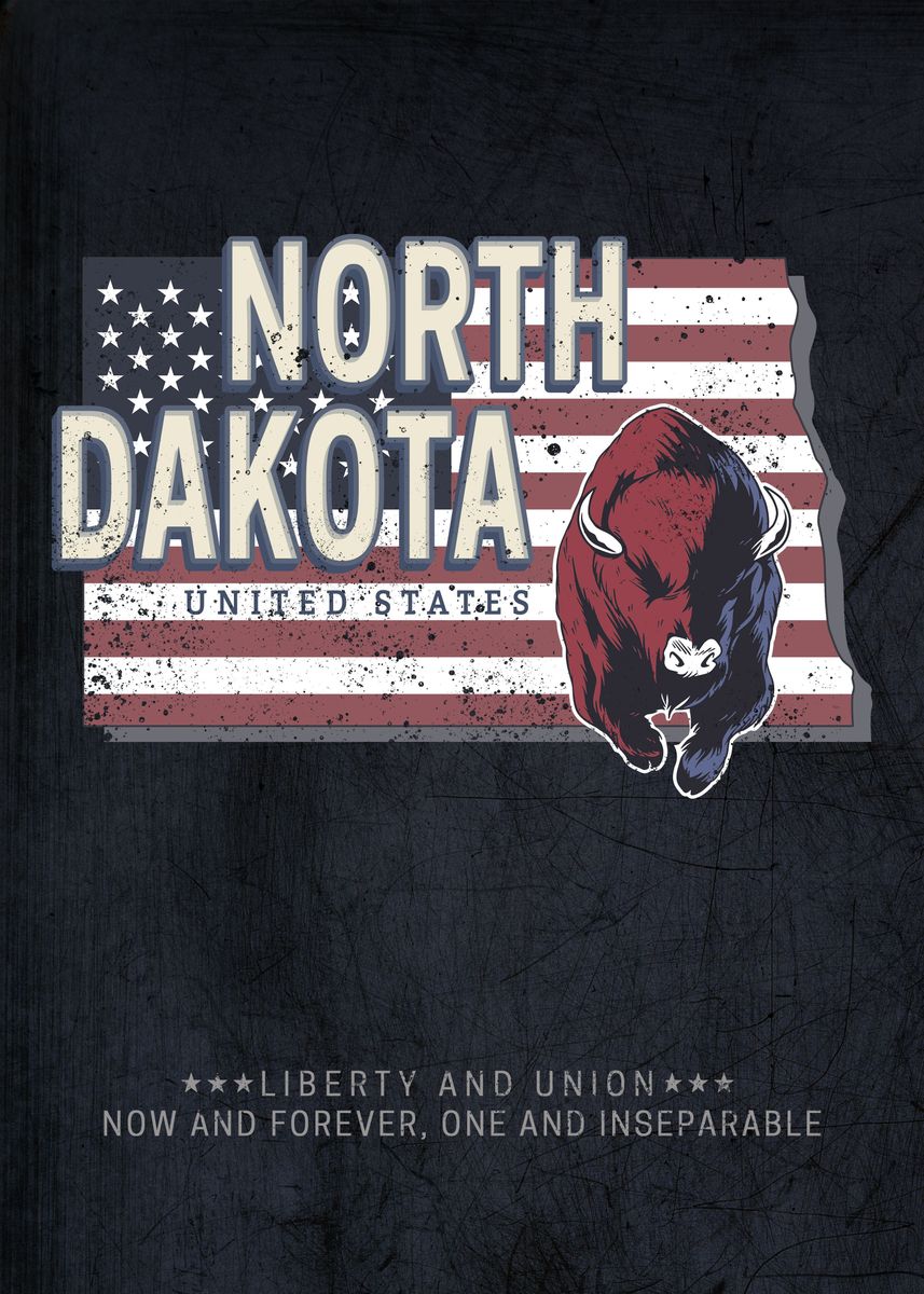 'North Dakota United States' Poster, picture, metal print, paint by ...