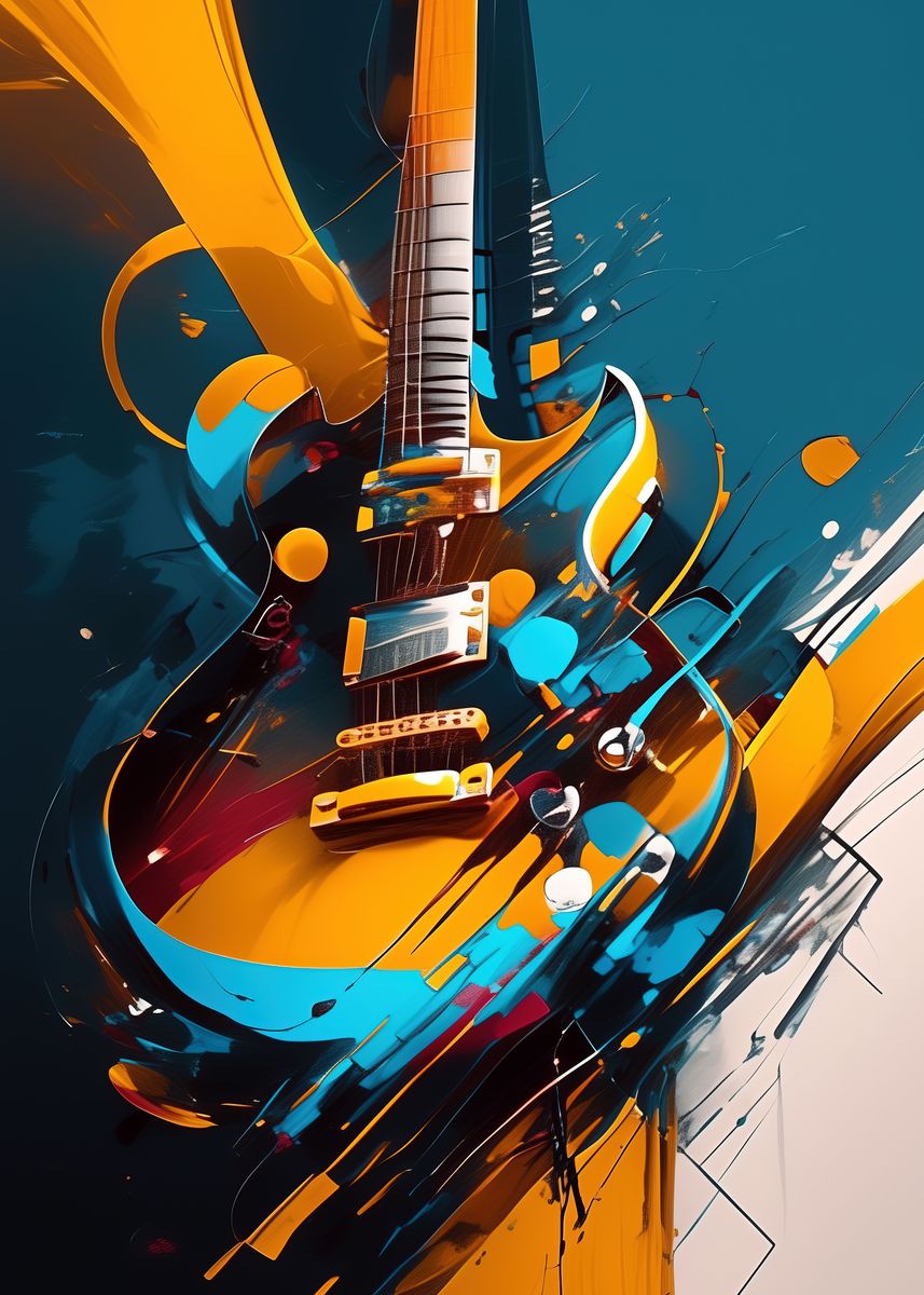 'Guitar Abstract Art' Poster, picture, metal print, paint by Ben Krefta ...
