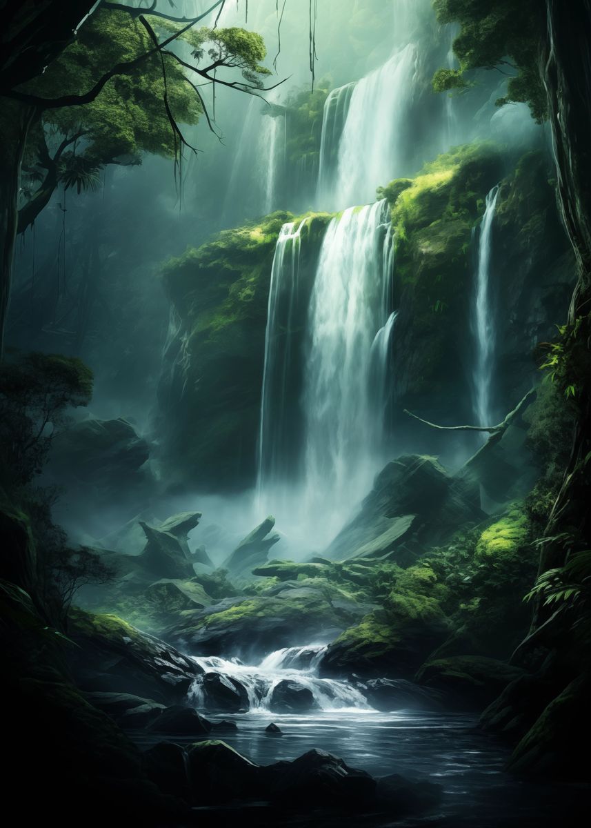 ' Fantasy Landscape Fall' Poster, picture, metal print, paint by ...