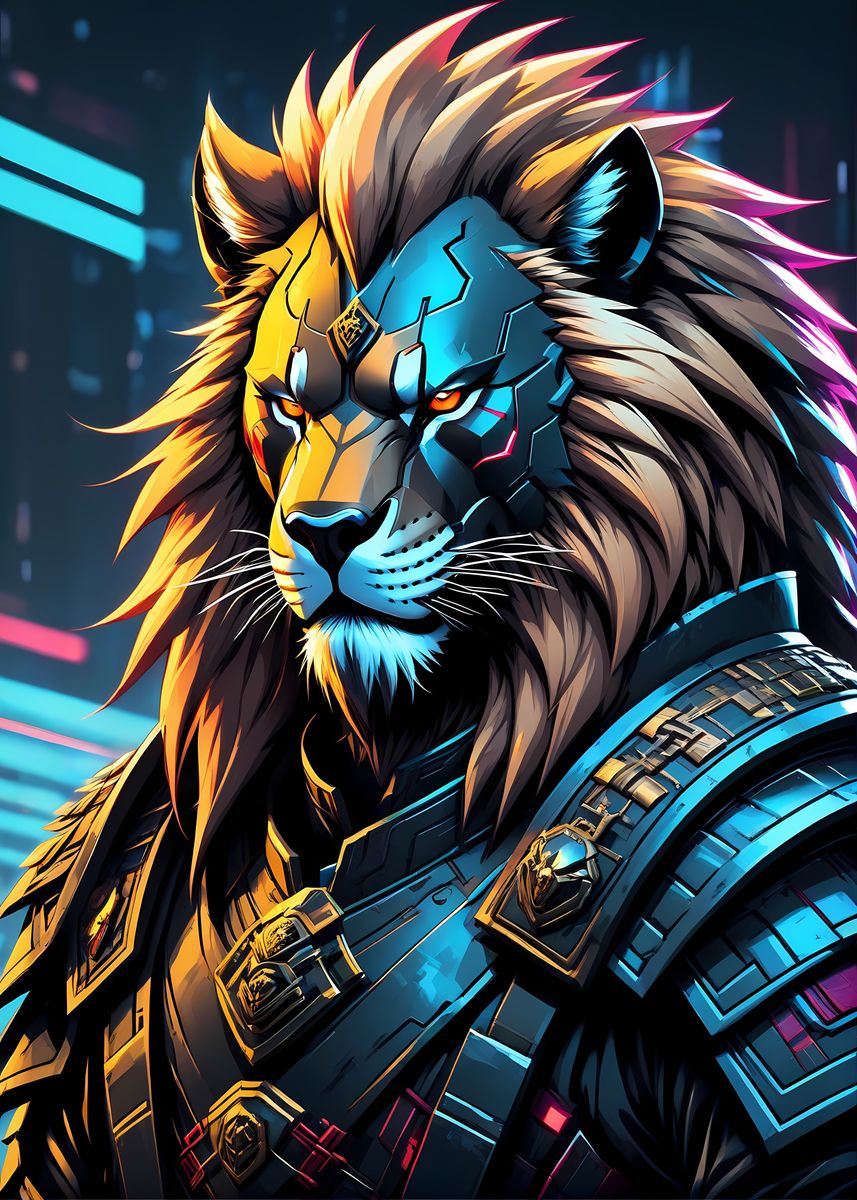 'Brutal Samurai Lion' Poster, picture, metal print, paint by Surreal ...