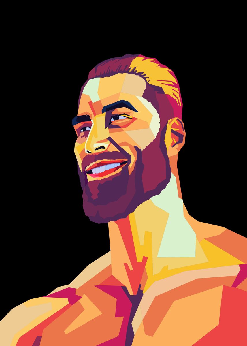 'Giga Chad Meme Wpap Popart' Poster, picture, metal print, paint by ...