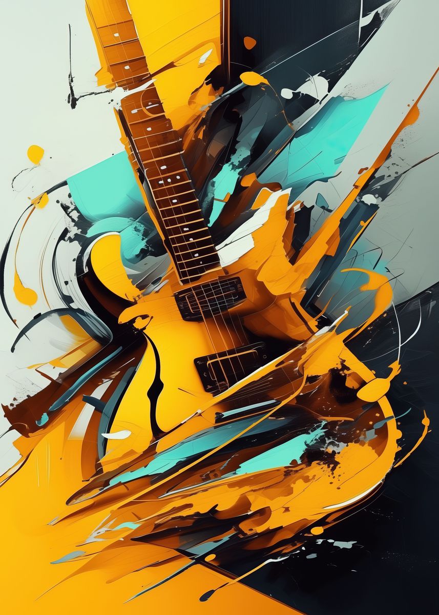 'Guitar Abstract Art' Poster, picture, metal print, paint by Ben Krefta ...