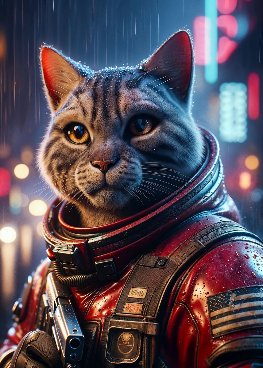 'Cosmo Cat' Poster, picture, metal print, paint by Michael | Displate