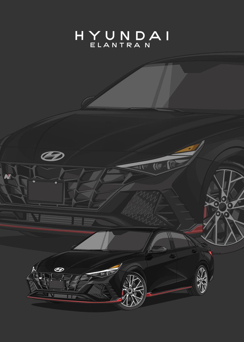 'hyundai elantra n black' Poster, picture, metal print, paint by ...