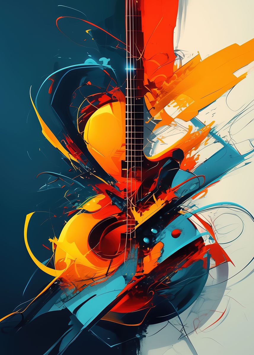 'Guitar abstract Art' Poster, picture, metal print, paint by Ben Krefta ...