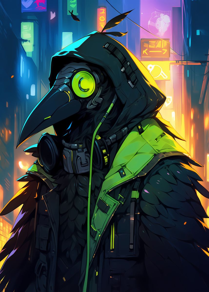 'Cyberpunk Crow' Poster, picture, metal print, paint by Spooky Blob ...