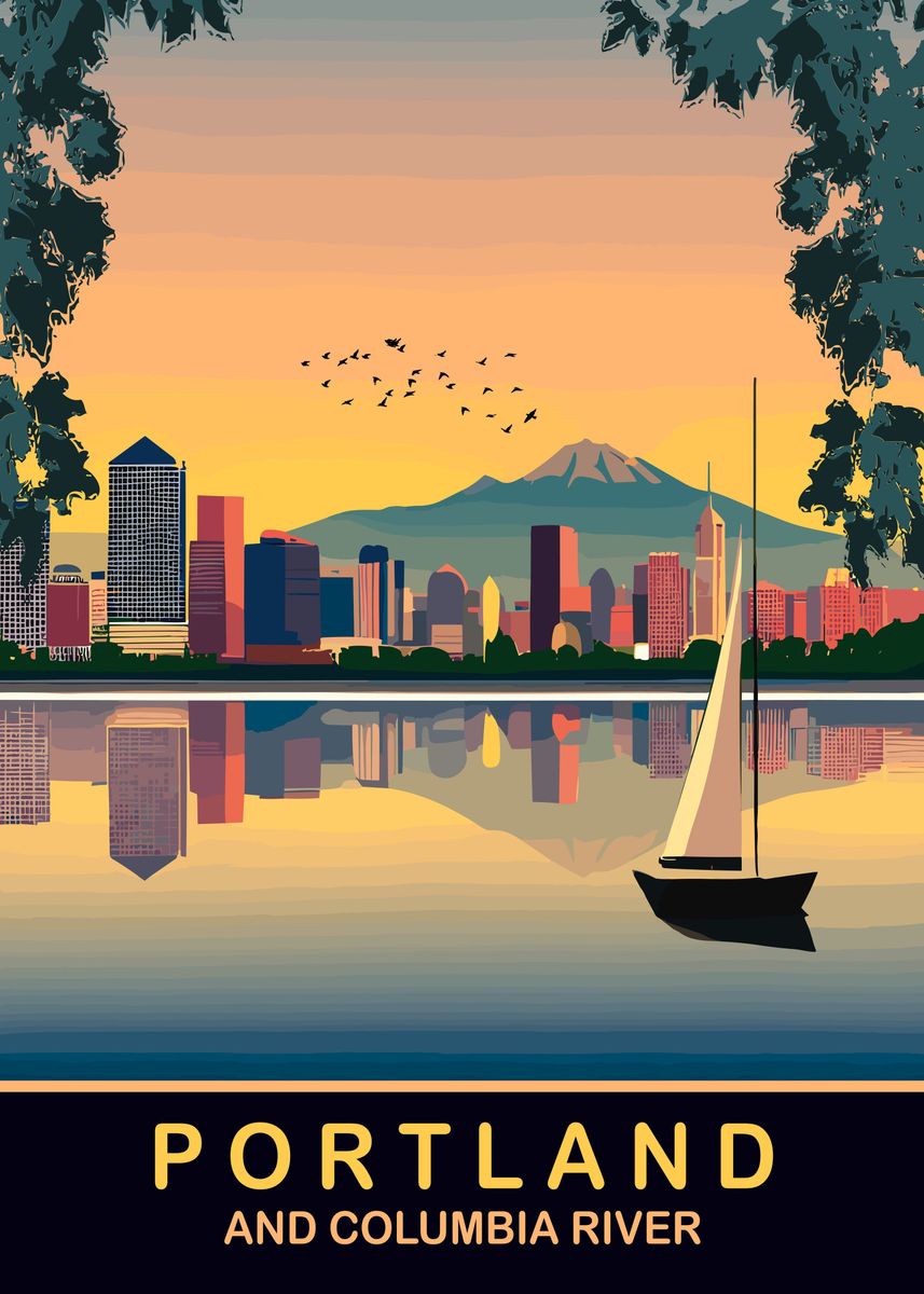 'Portland City Waterfront' Poster, picture, metal print, paint by Long ...