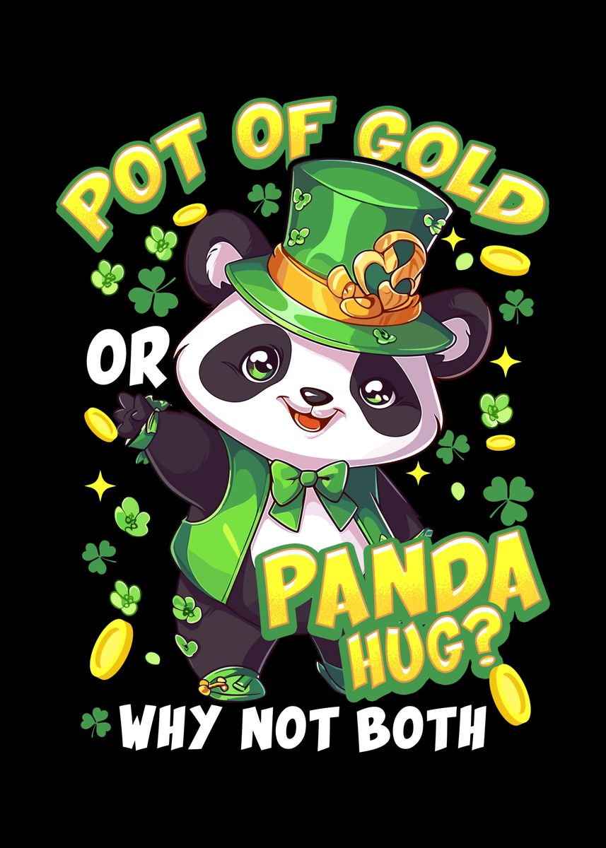 'St Patricks Day Panda' Poster, picture, metal print, paint by Lukes ...