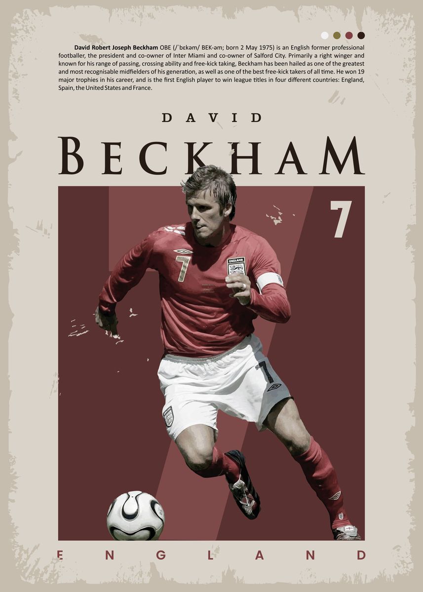 'david beckham vintage info' Poster, picture, metal print, paint by ...