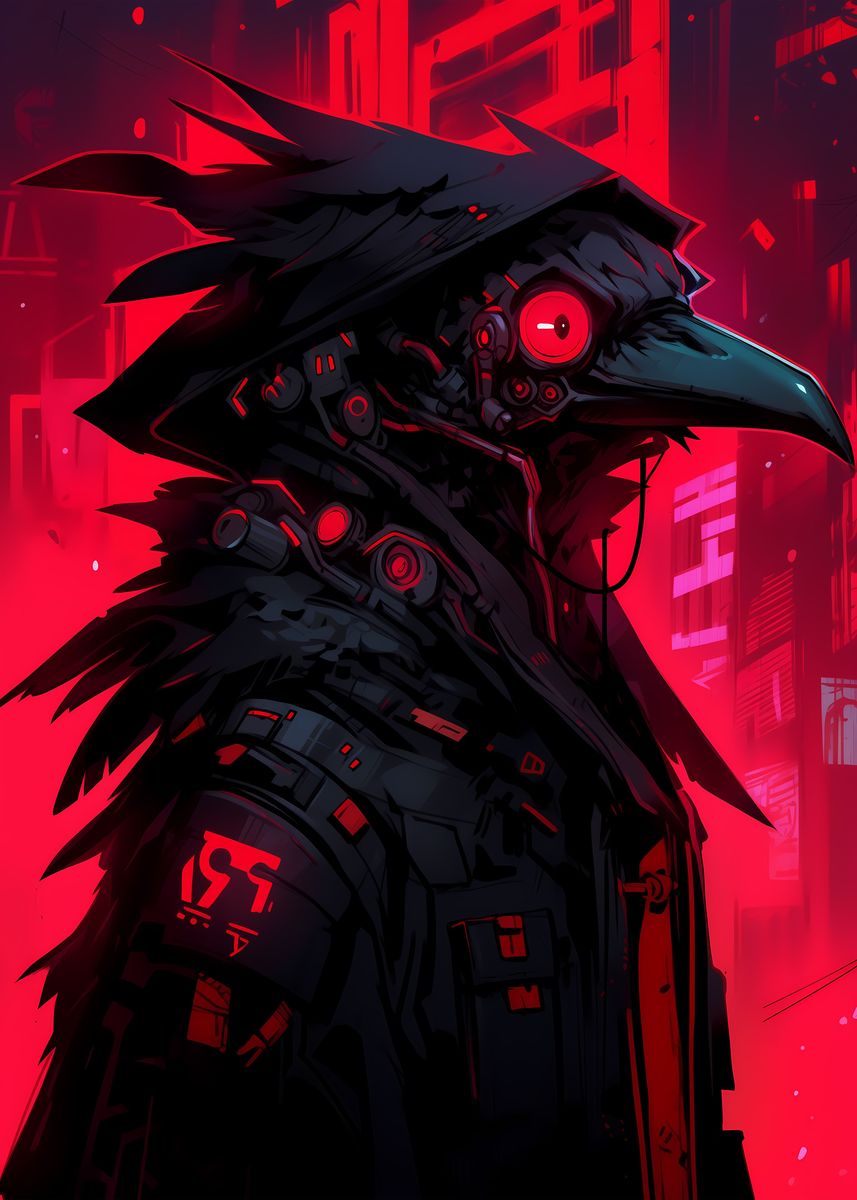 'Cyberpunk Raven' Poster, picture, metal print, paint by Spooky Blob ...